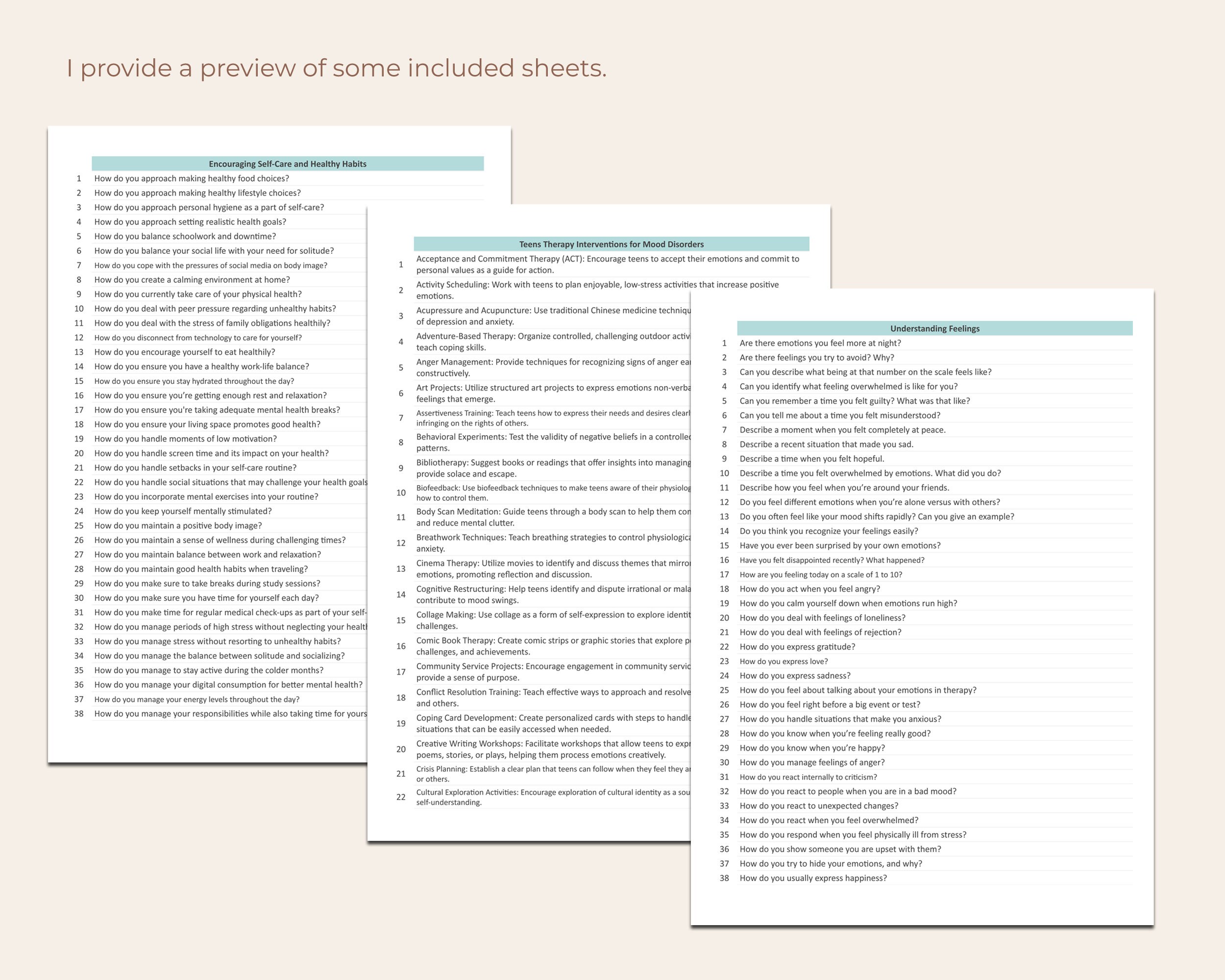 Teens Therapy Questions Interventions Goals Depression Bipolar ...
