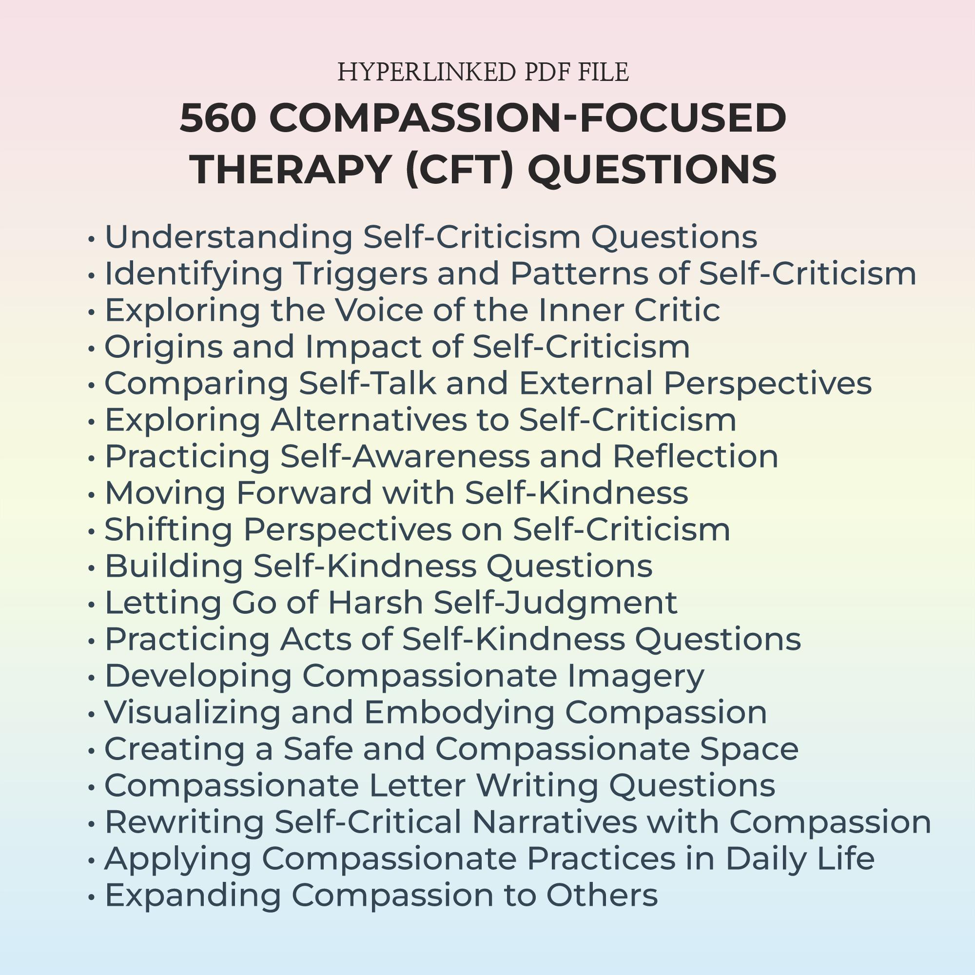 Compassion-focused Therapy Questions Self-criticism Workbook Emotional ...