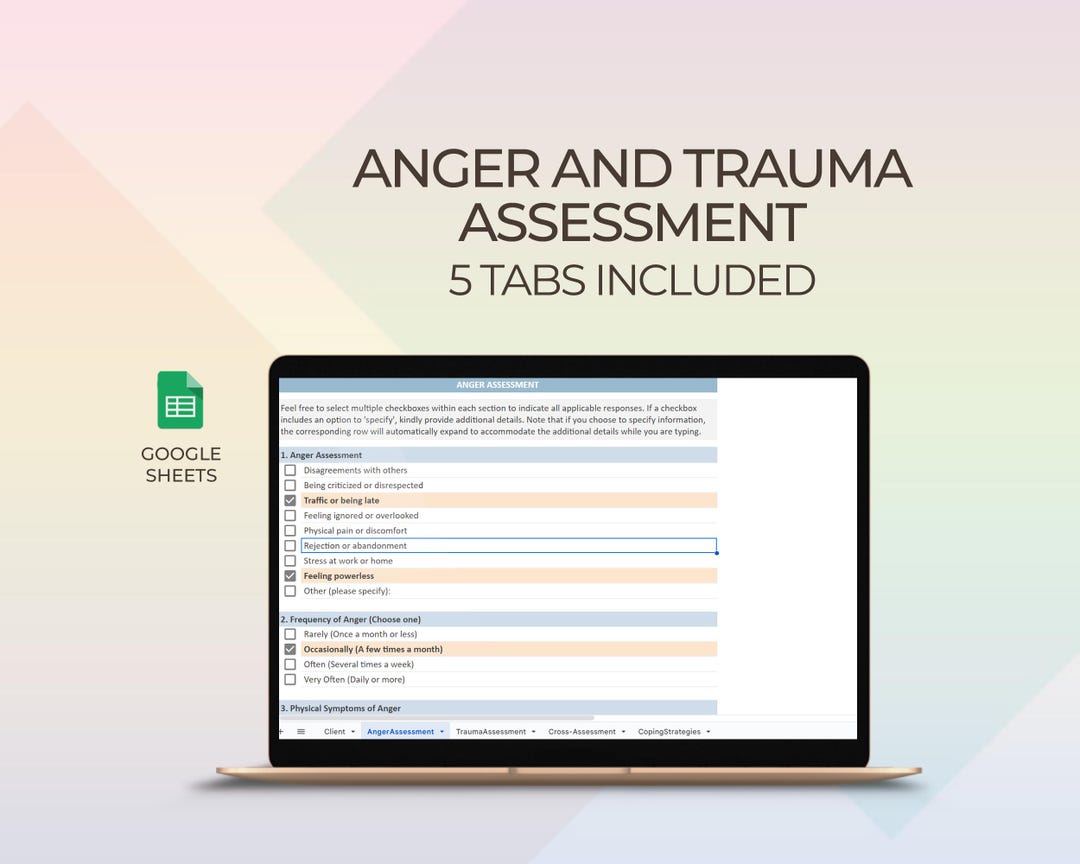 Anger and Trauma Assessment Template, Unresolved Trauma, Childhood ...