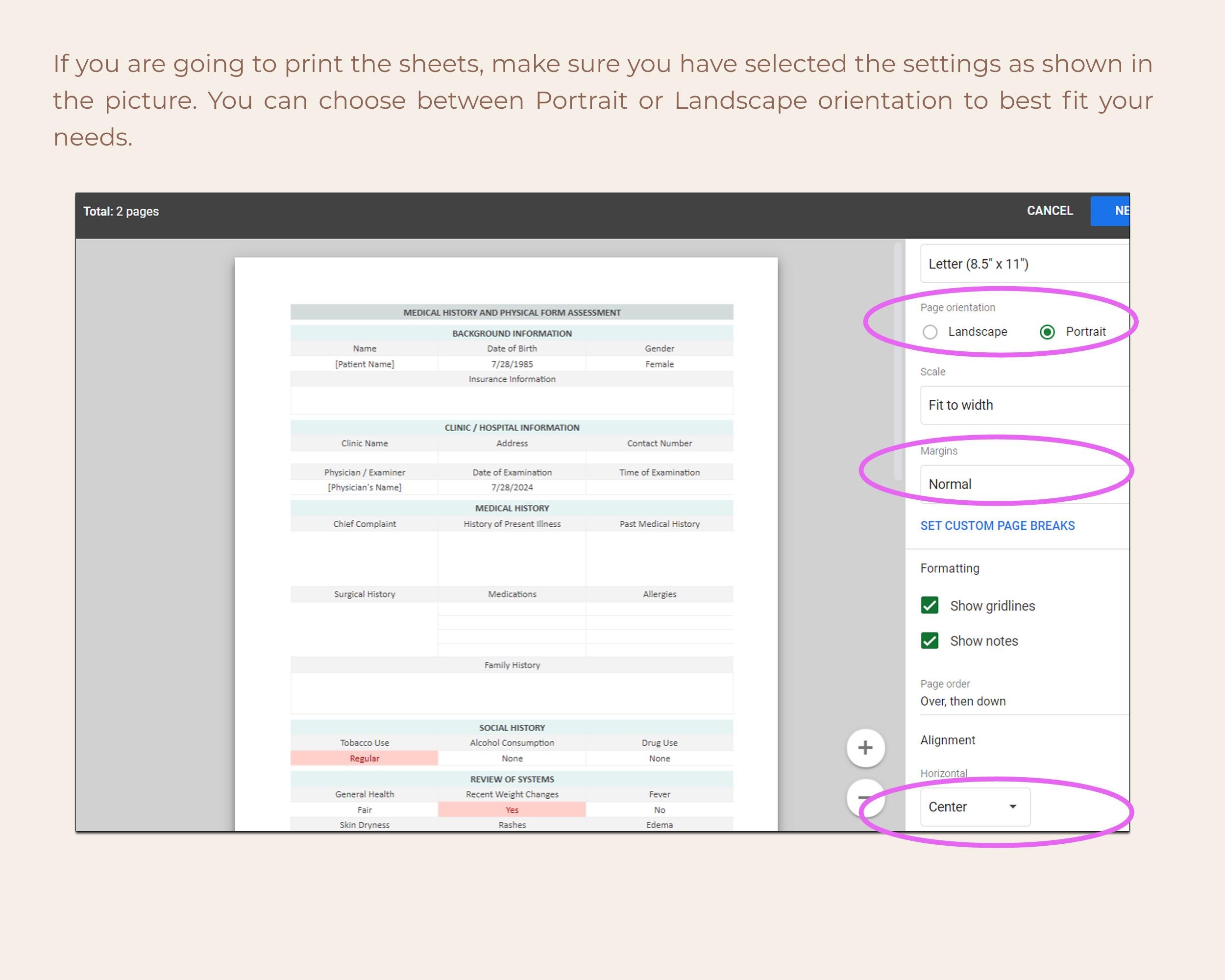 Medical History and Physical Form, HP Template, H and P Form, History ...