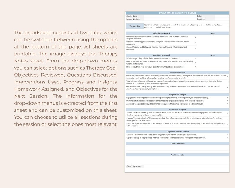 Trauma Timeline Session Notes, Trauma Therapy Session Notes Template ...
