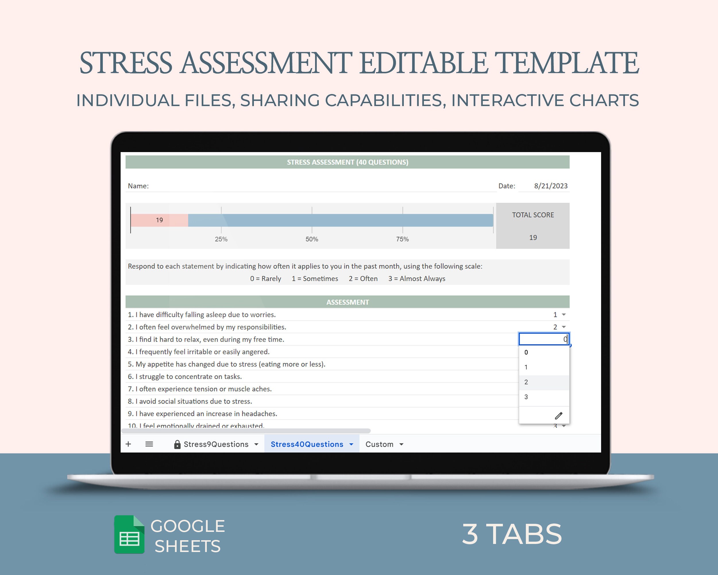 Stress Assessment Template, Clinical Stress Tool, Mental Health ...