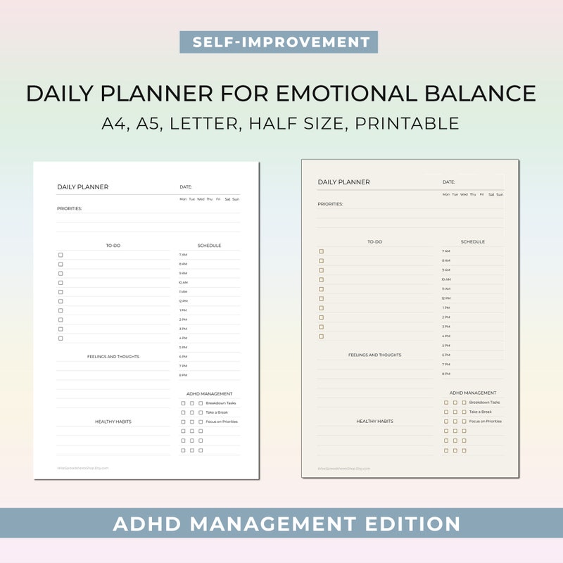 Adhd Worksheet - Etsy