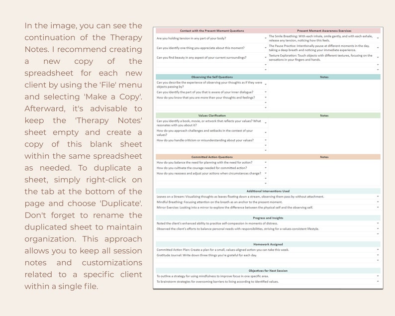 ACT Therapy Notes Template, Acceptance Commitment Therapy Session ...