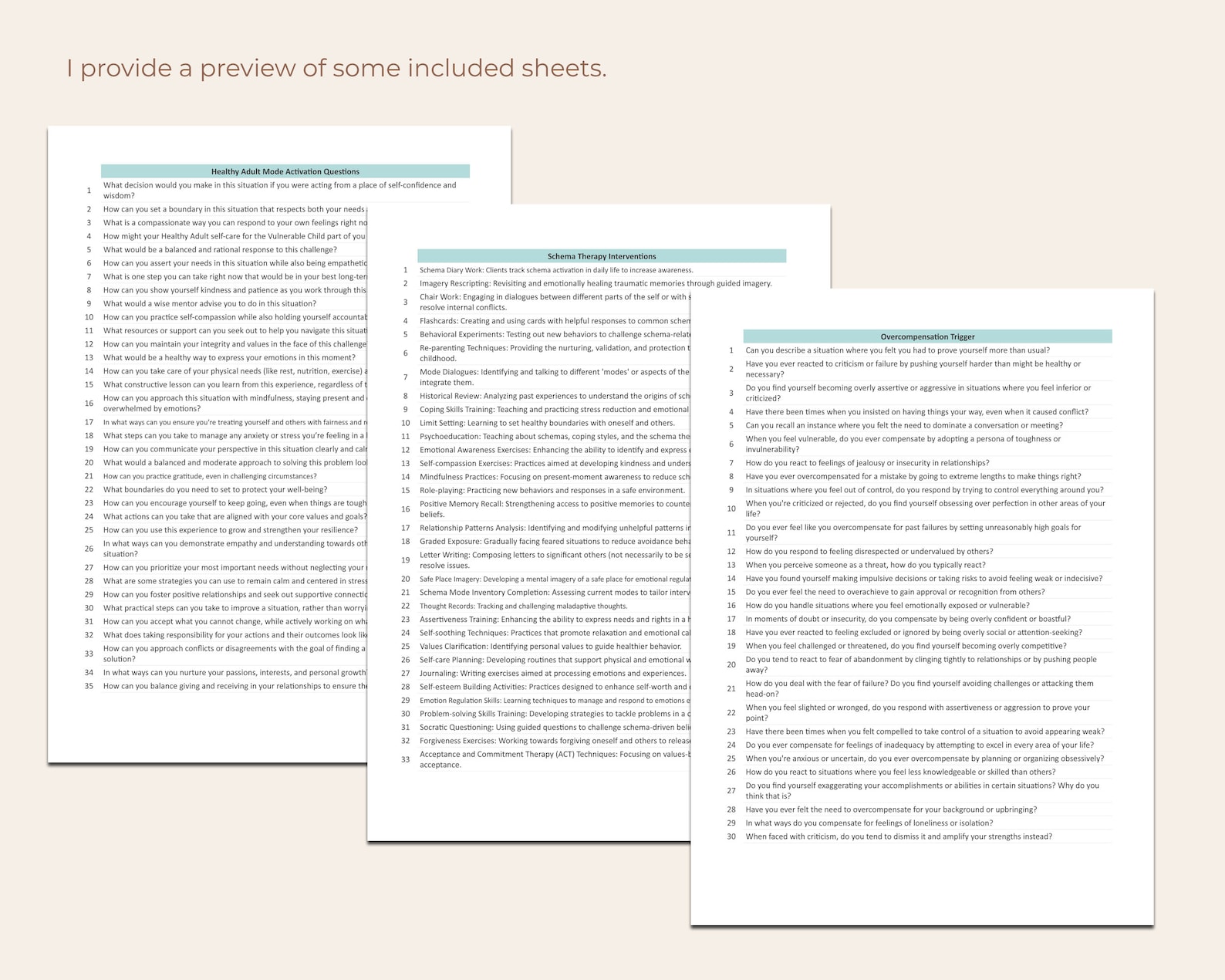 Schema Therapy Interventions, Questions, CBT Schema Therapy, Schema ...