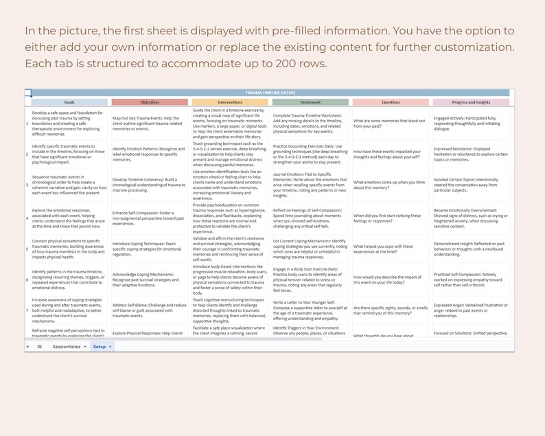 Trauma Timeline Session Notes, Trauma Therapy Session Notes Template ...