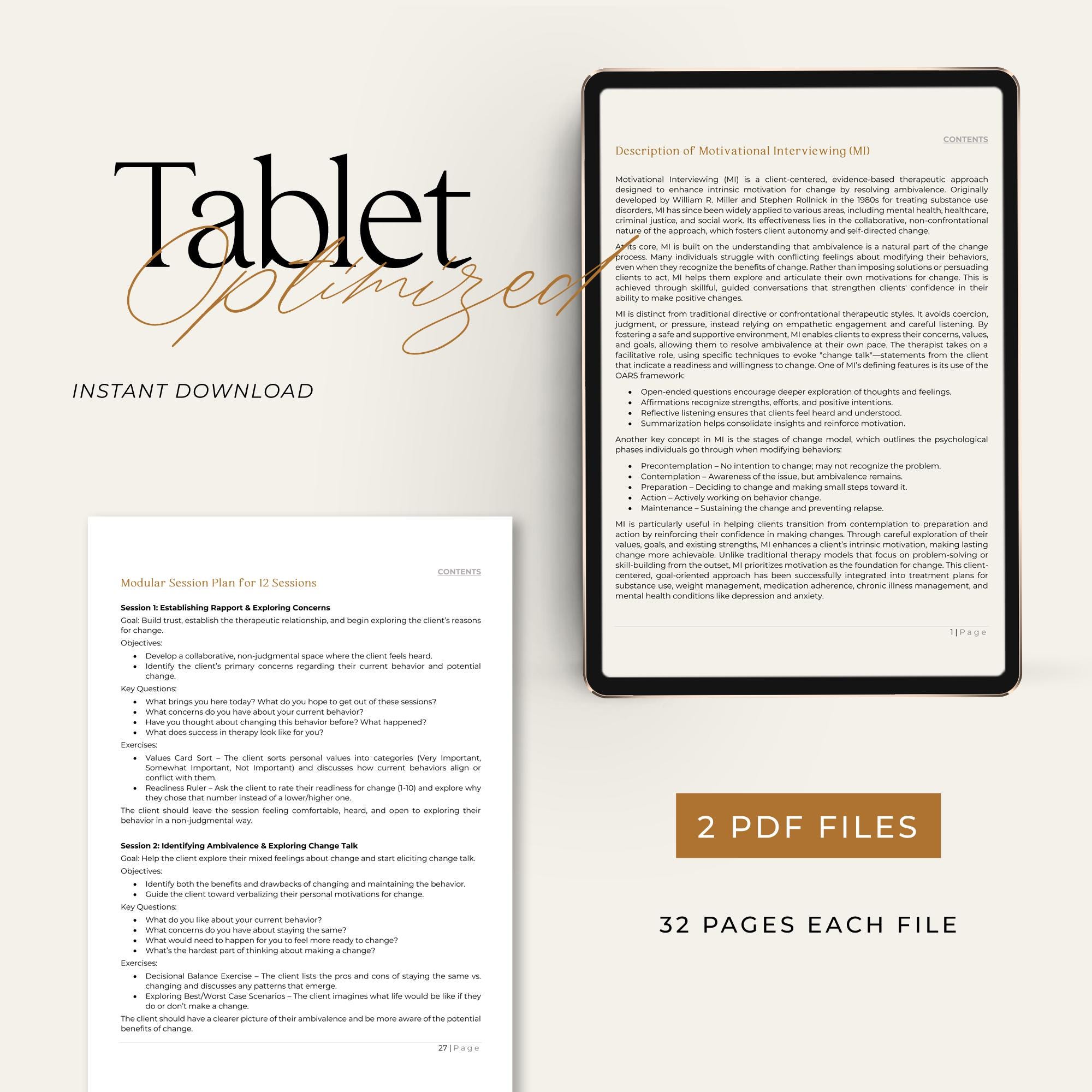 MI Therapy Guide, MI Exercises, Motivational Interviewing, Goals ...