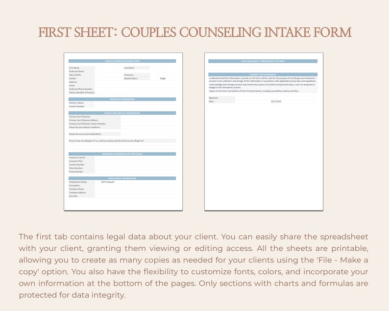 Marriage Counseling Forms, Couples Therapy Intake Form, Couples ...