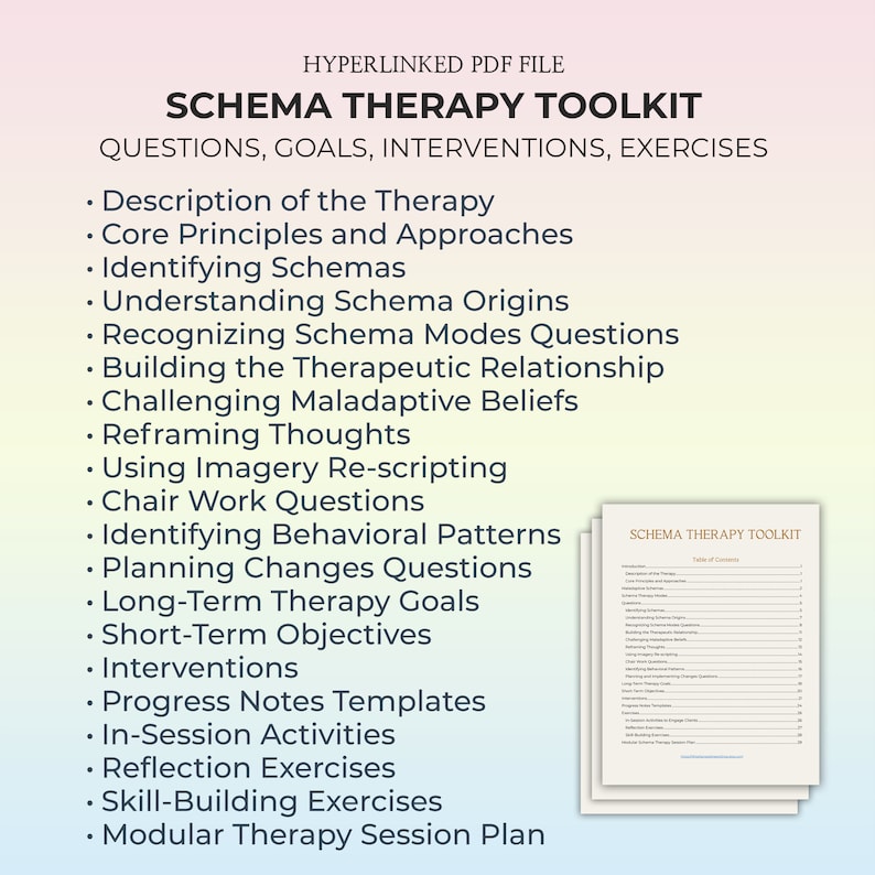 Schema Therapy Questions, Schema Psychotherapy Guide, Schema Therapy Session Plan, Schema ...