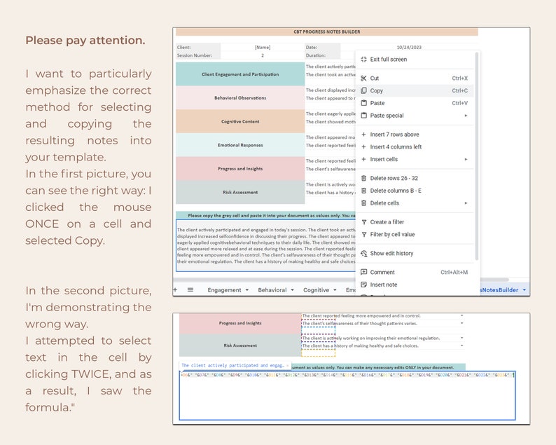 CBT Clinical Phrases Progress Notes Builder Therapy Tool Therapist ...