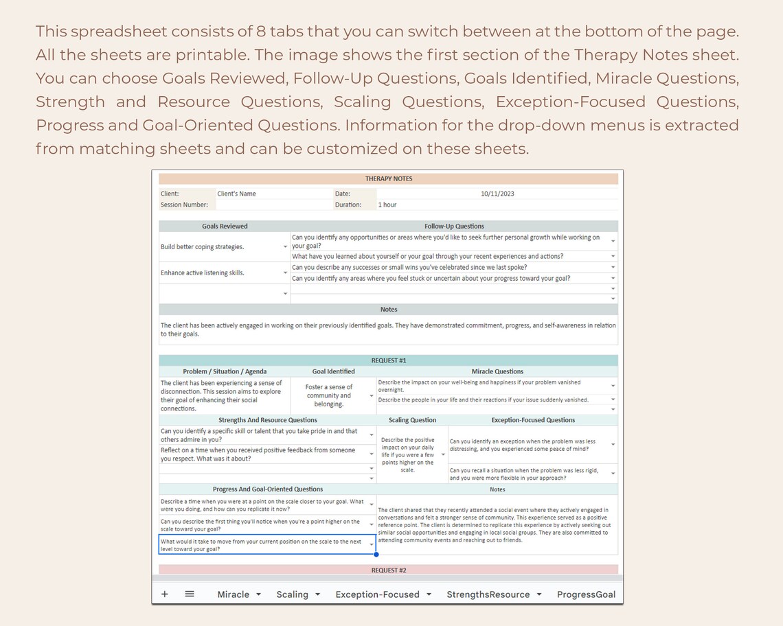 SFBT Therapy Notes Template, Solution-focused Brief Therapy Session ...