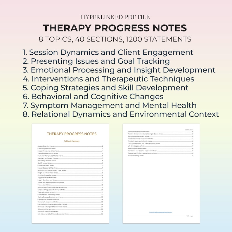 Therapy Progress Notes, Client Progress, Therapy Documentation, Session ...