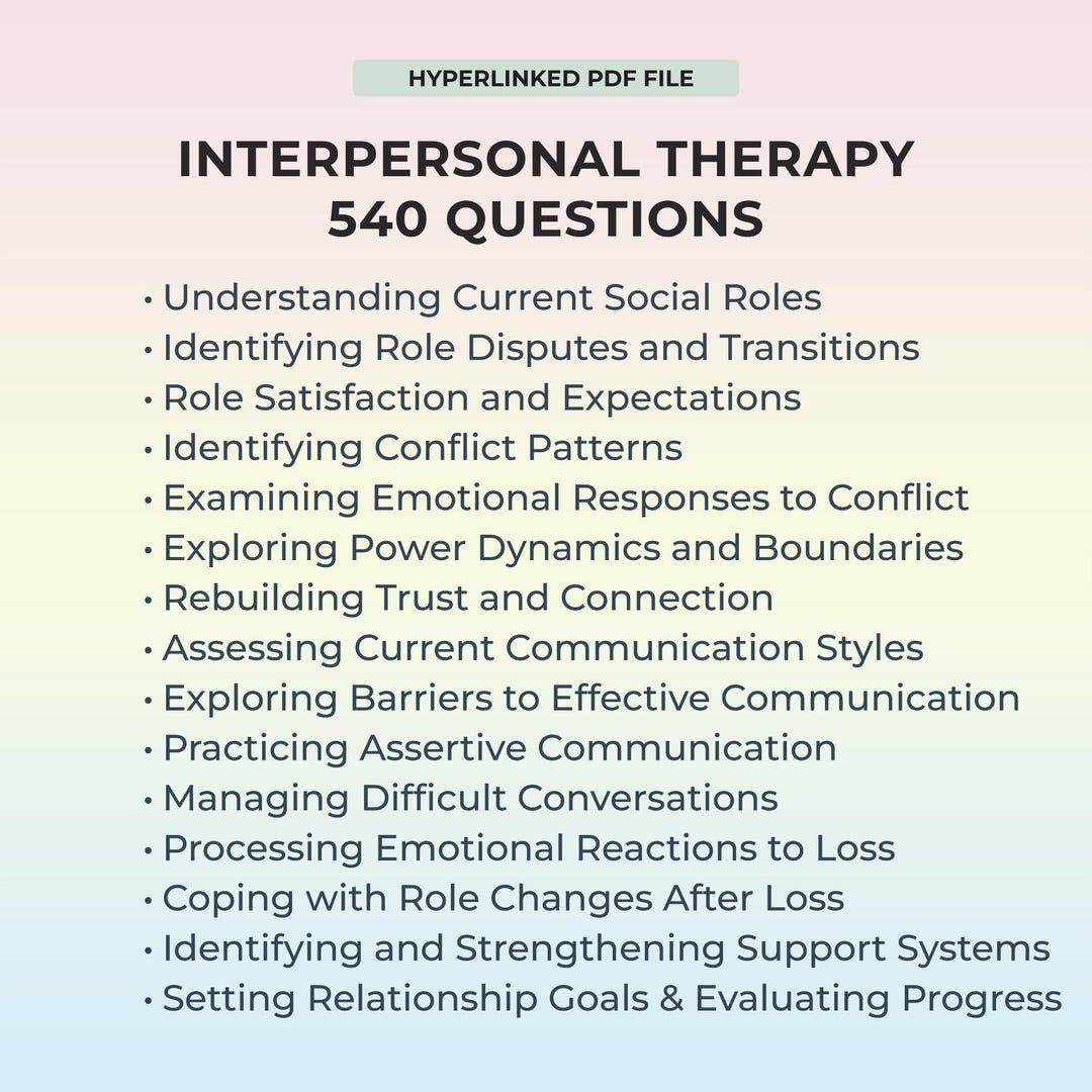Interpersonal Therapy Questions Conflict Resolution Assertive ...