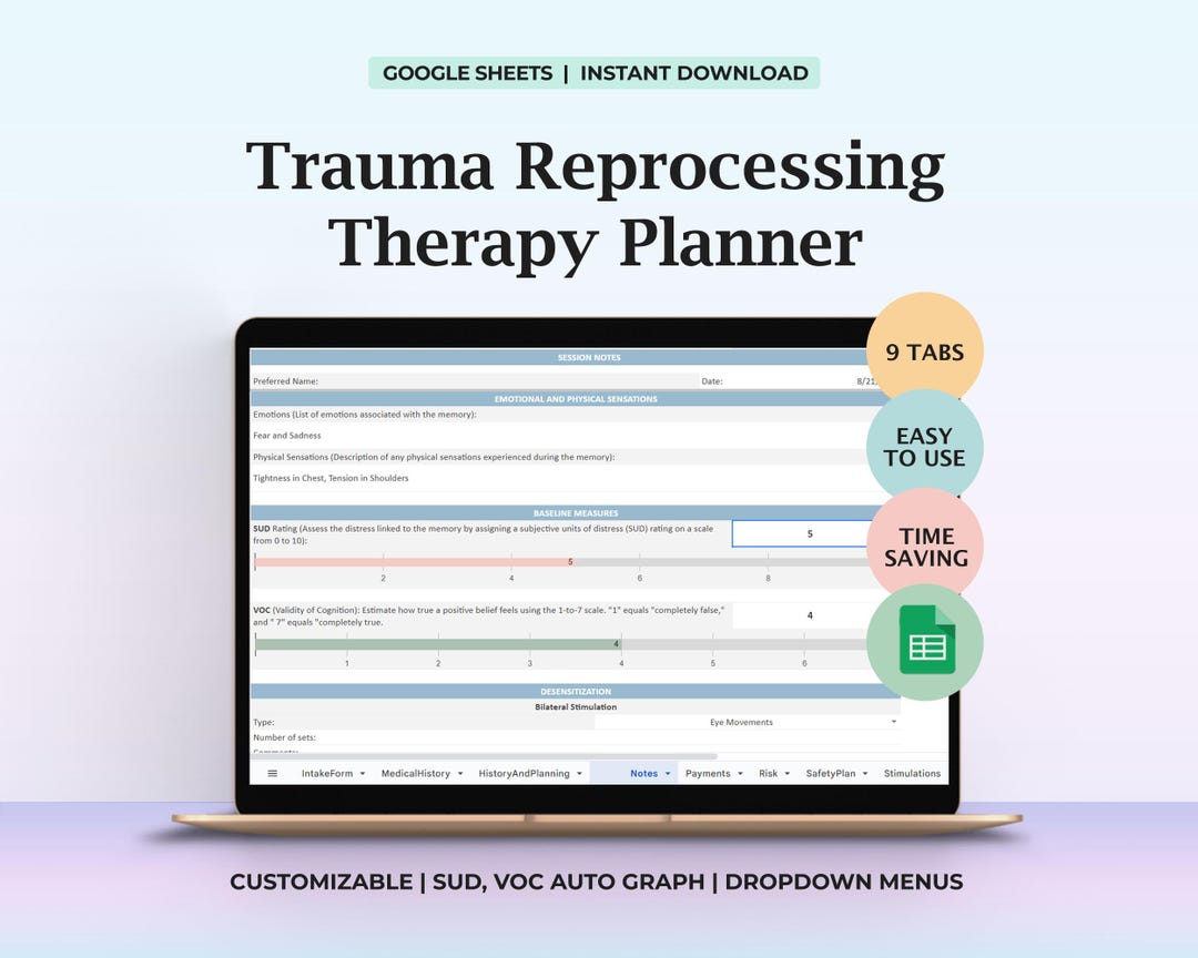 Bilateral Stimulation Trauma Reprocessing Therapy Planner Spreadsheet ...