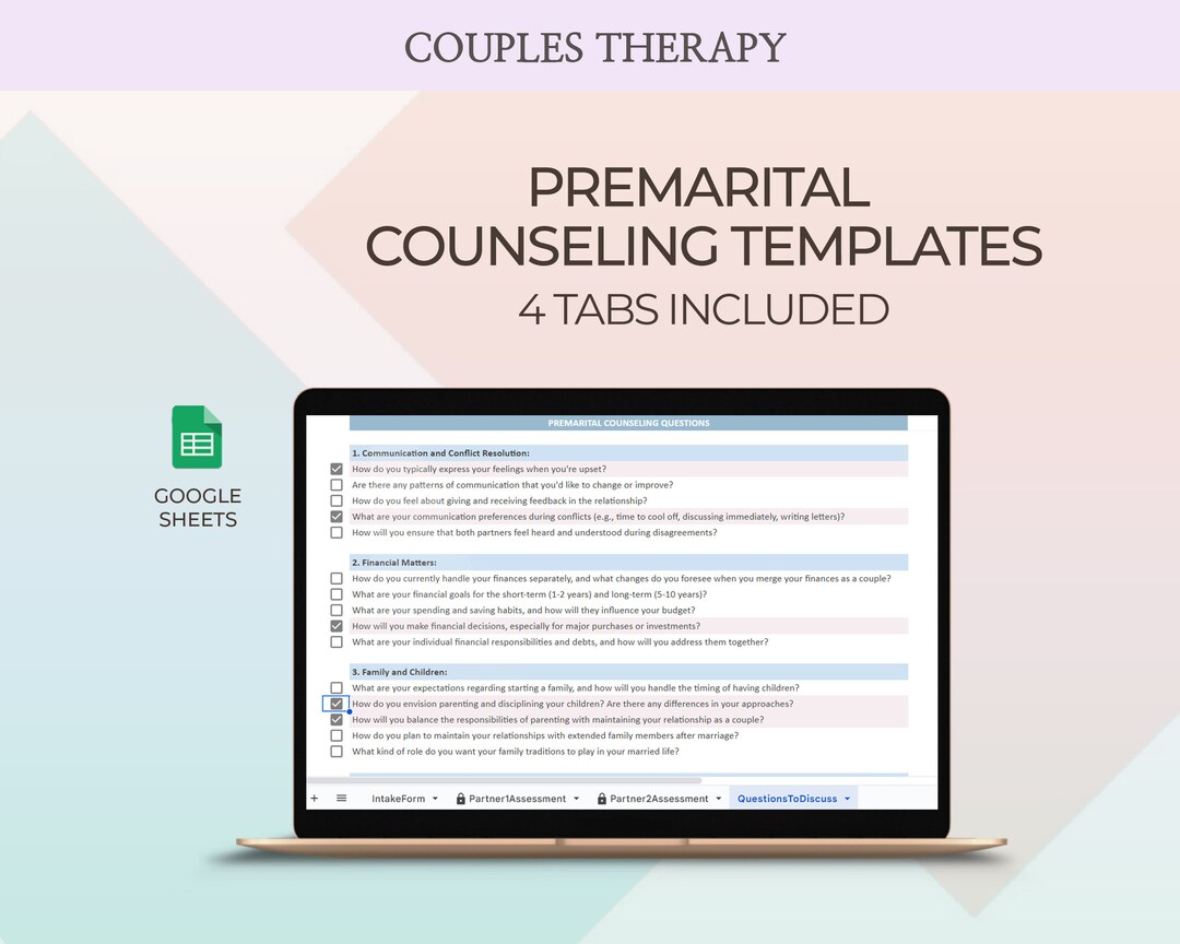 Premarital Counseling Intake Form Pre Marriage Questions Pre Wedding ...