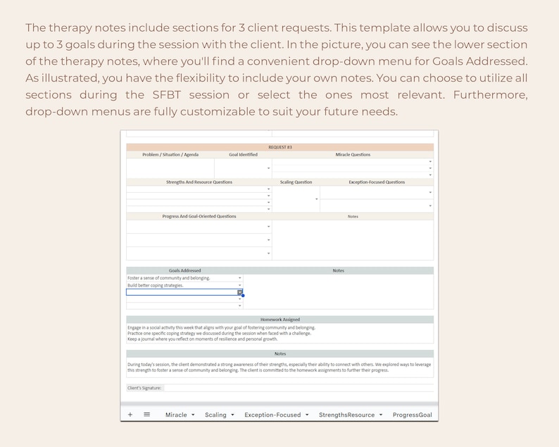 Solution Focused Therapy Notes Template SFBT Tool for Progress Notes ...