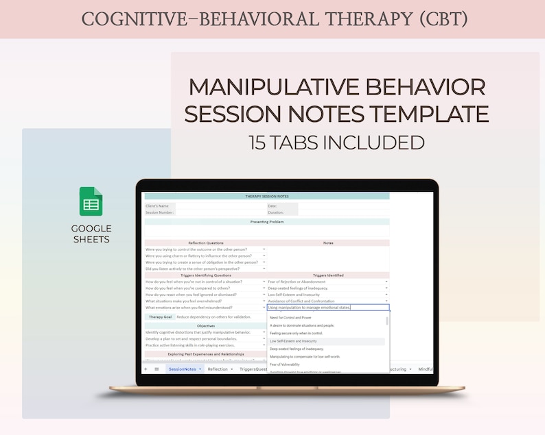 Manipulative Behavior Therapy Session Notes Template, CBT Therapy ...
