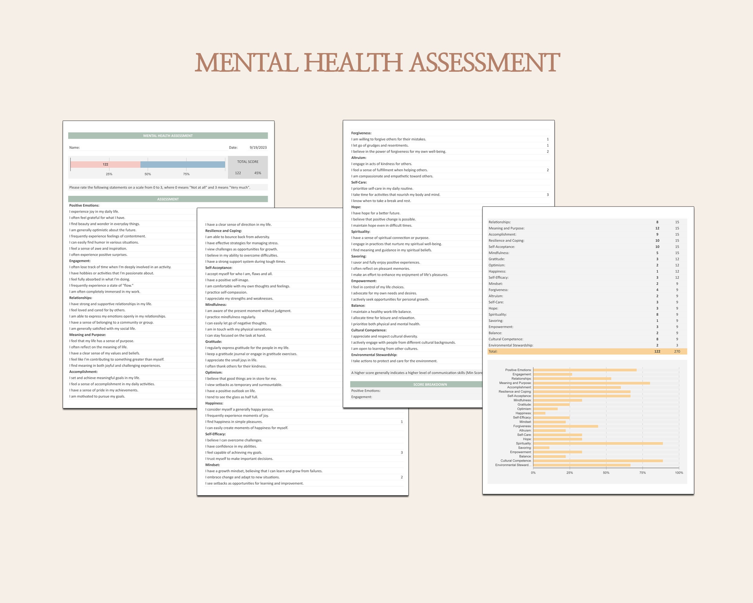 Mental Health Assessment, Mental Health Spreadsheet, Psychotherapist ...