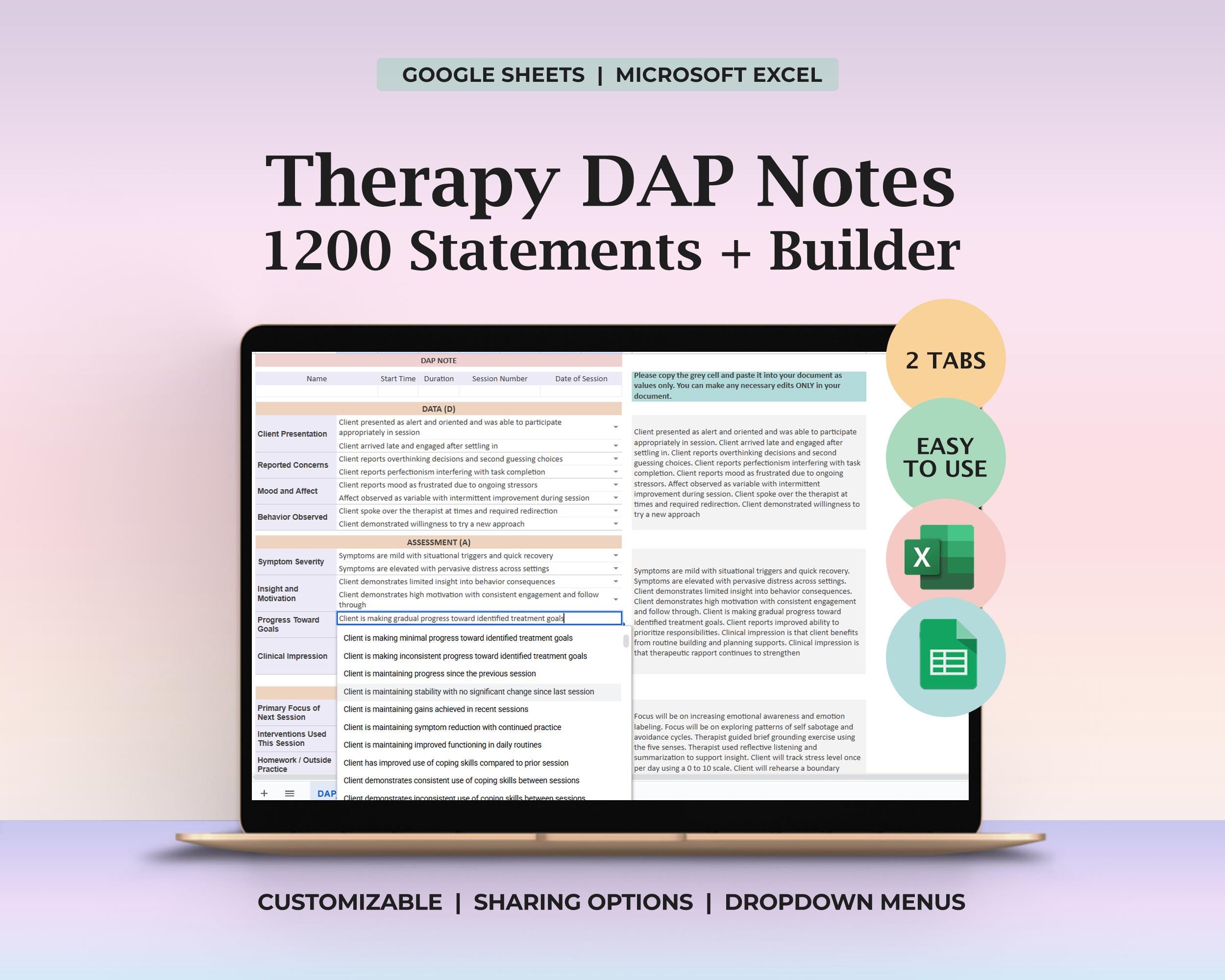 DAP Notes Generator Professional Progress Notes Template Insurance ...