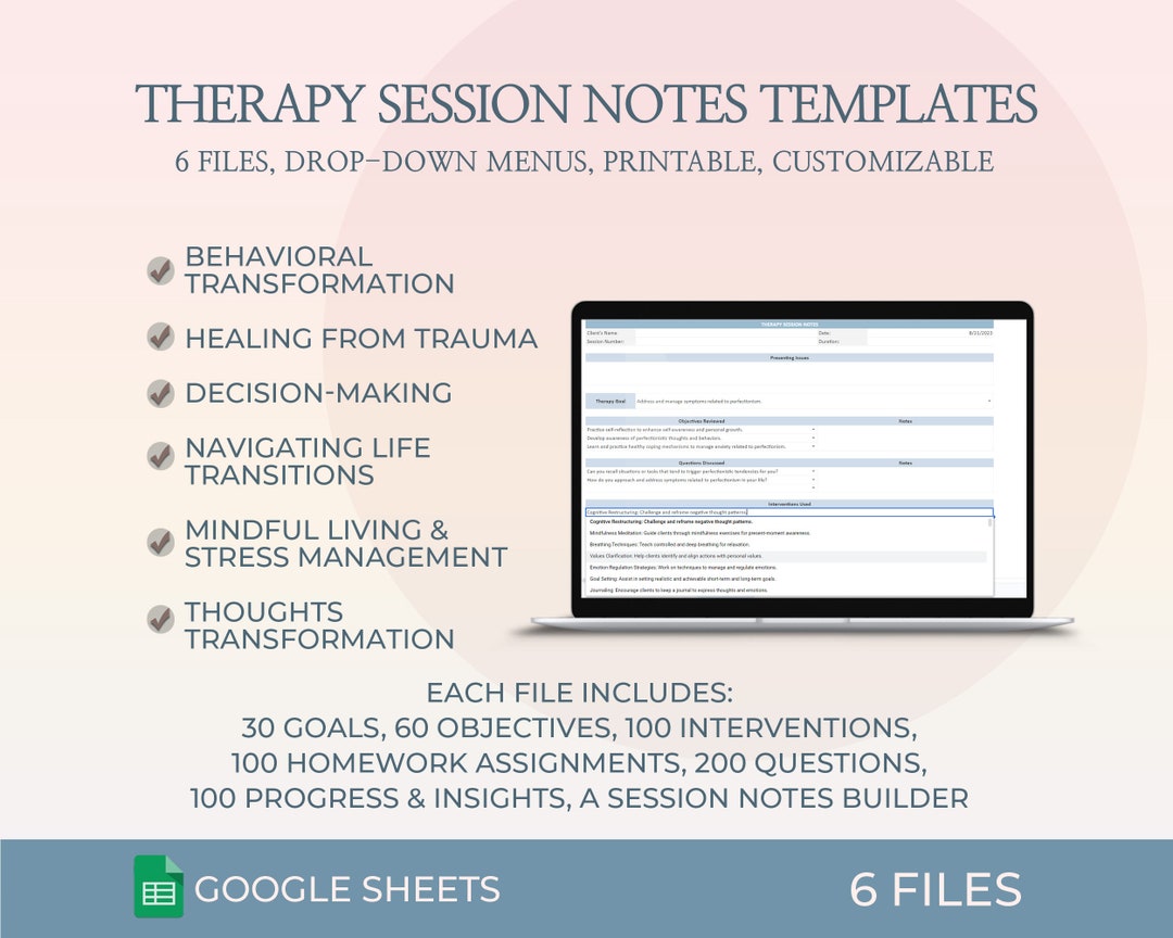 Therapy Session Notes Template, Therapy Objectives, Therapy Goals ...