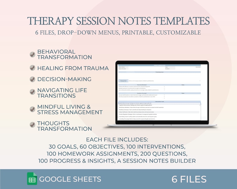 Therapy Session Notes Template, Therapy Objectives, Therapy Goals ...