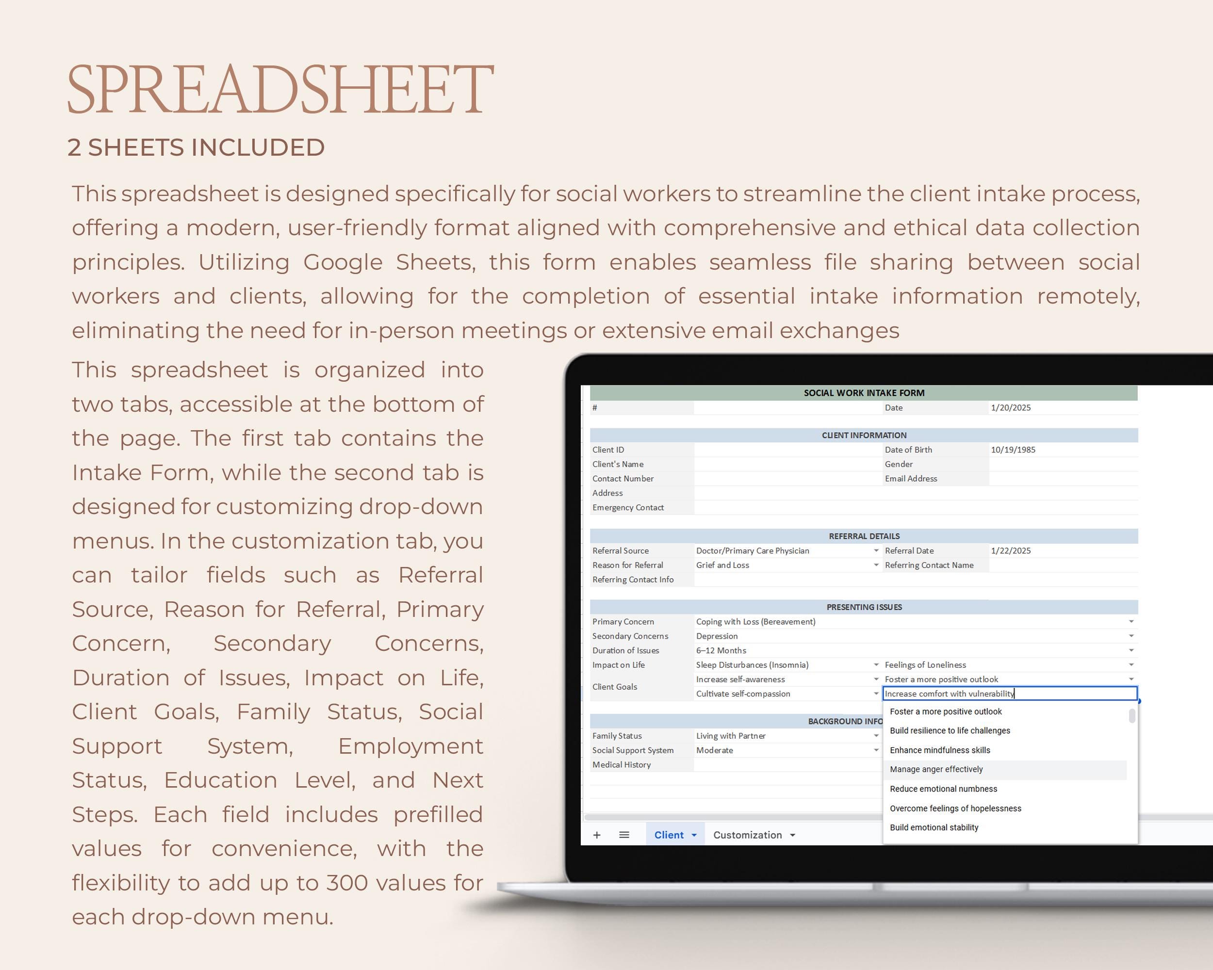Social Work Intake Form, Social Worker Form, Documents for Social Work ...