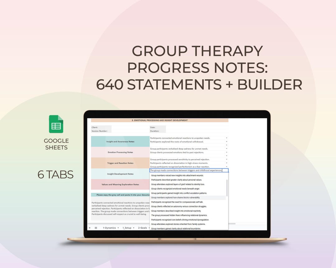 Group Therapy Progress Notes Template Clinical Phrases Builder Session ...