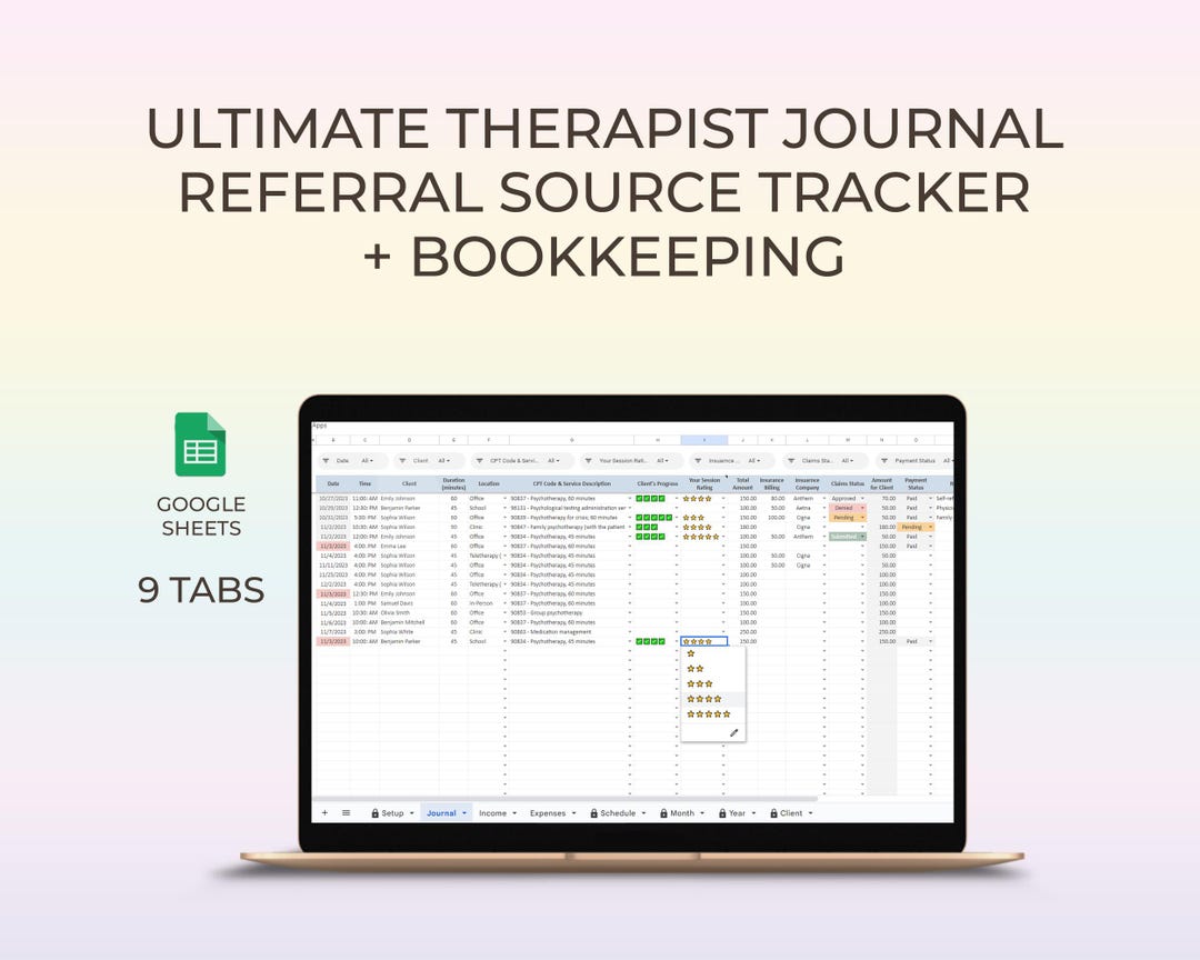 Therapist Client Tracker, Therapist Bookkeeping, Referral Source ...