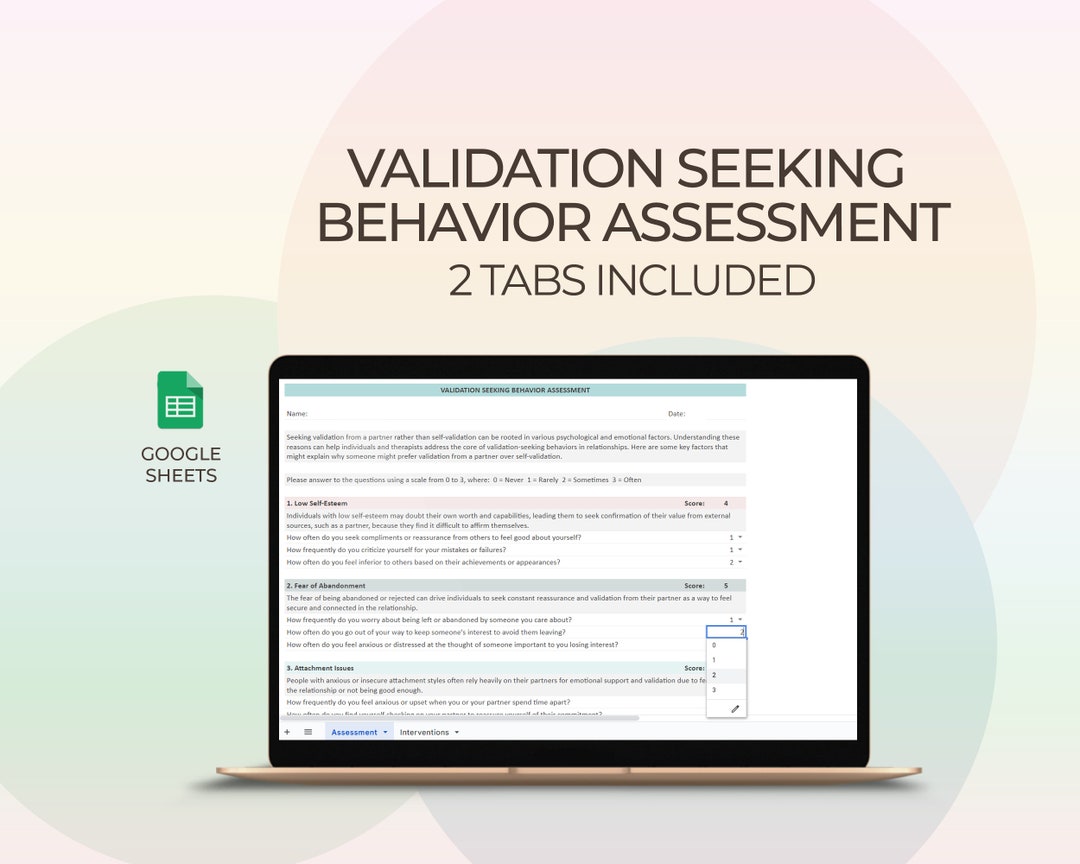 Self Validation Assessment Behavioral Checklist Mental Health ...