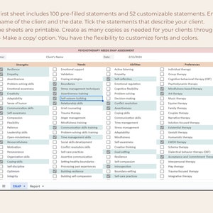SNAP Assessment Template, Counseling Snap Assessment, Mental Health ...