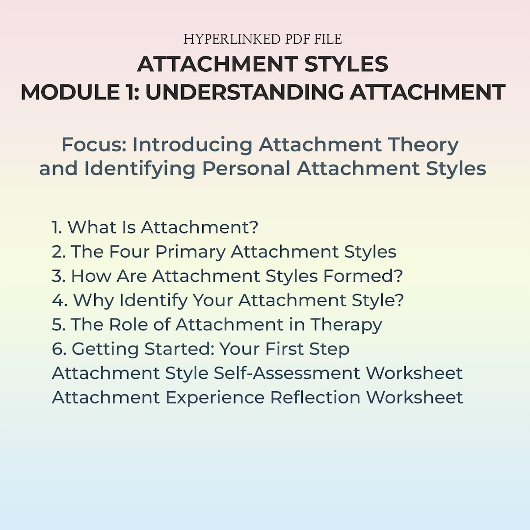 Attachment Theory Therapy Worksheet Secure Anxious Avoidant Style Inner ...
