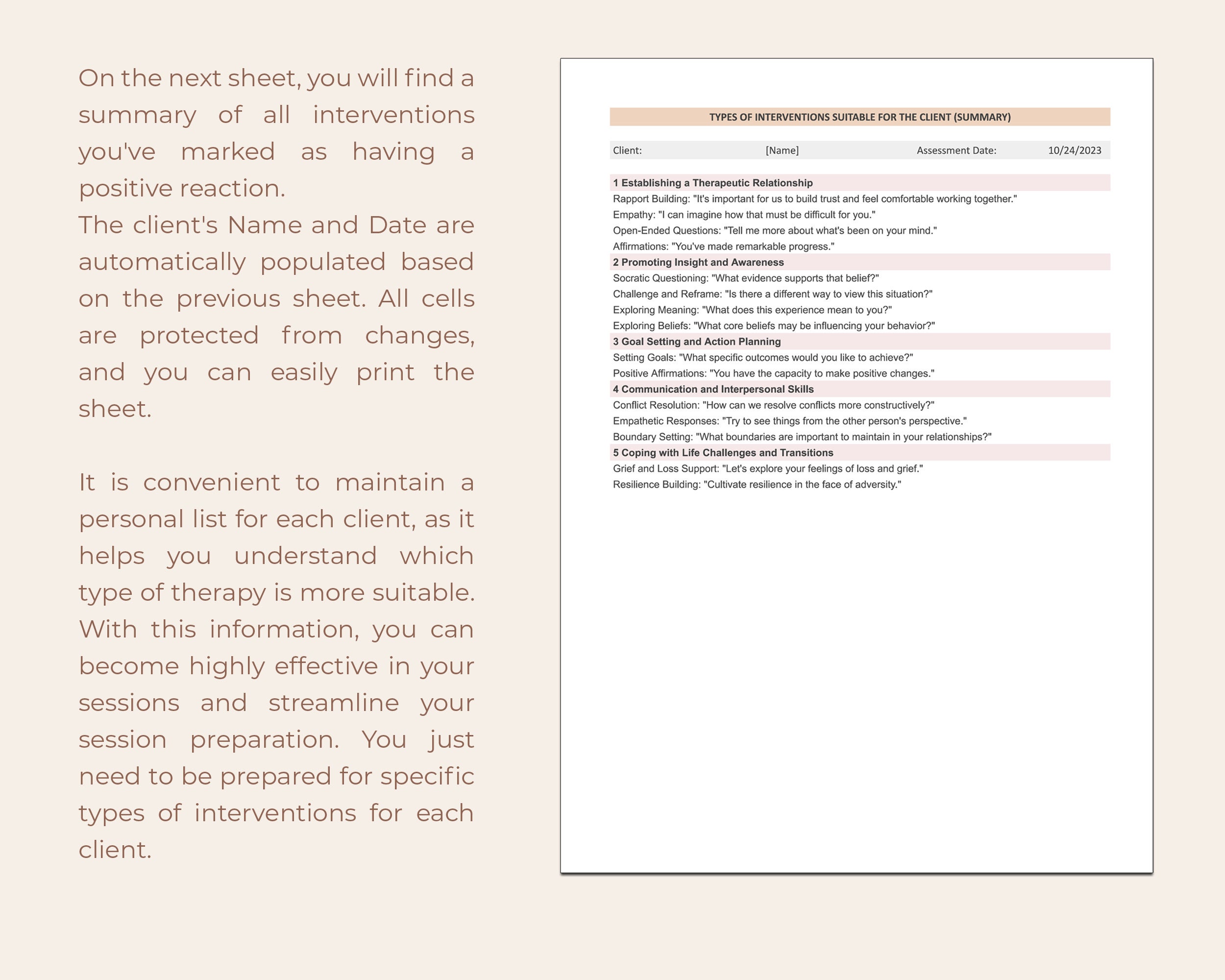 Therapeutic Intervention Phrases, Therapy Template, Therapy Tool ...