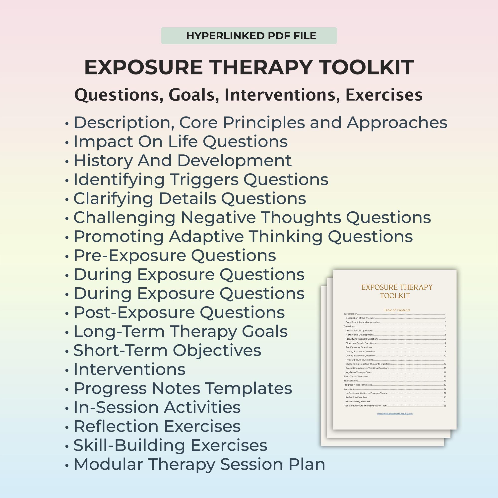 Exposure Therapy Questions Psychotherapy Guide Session Plan Exposure ...