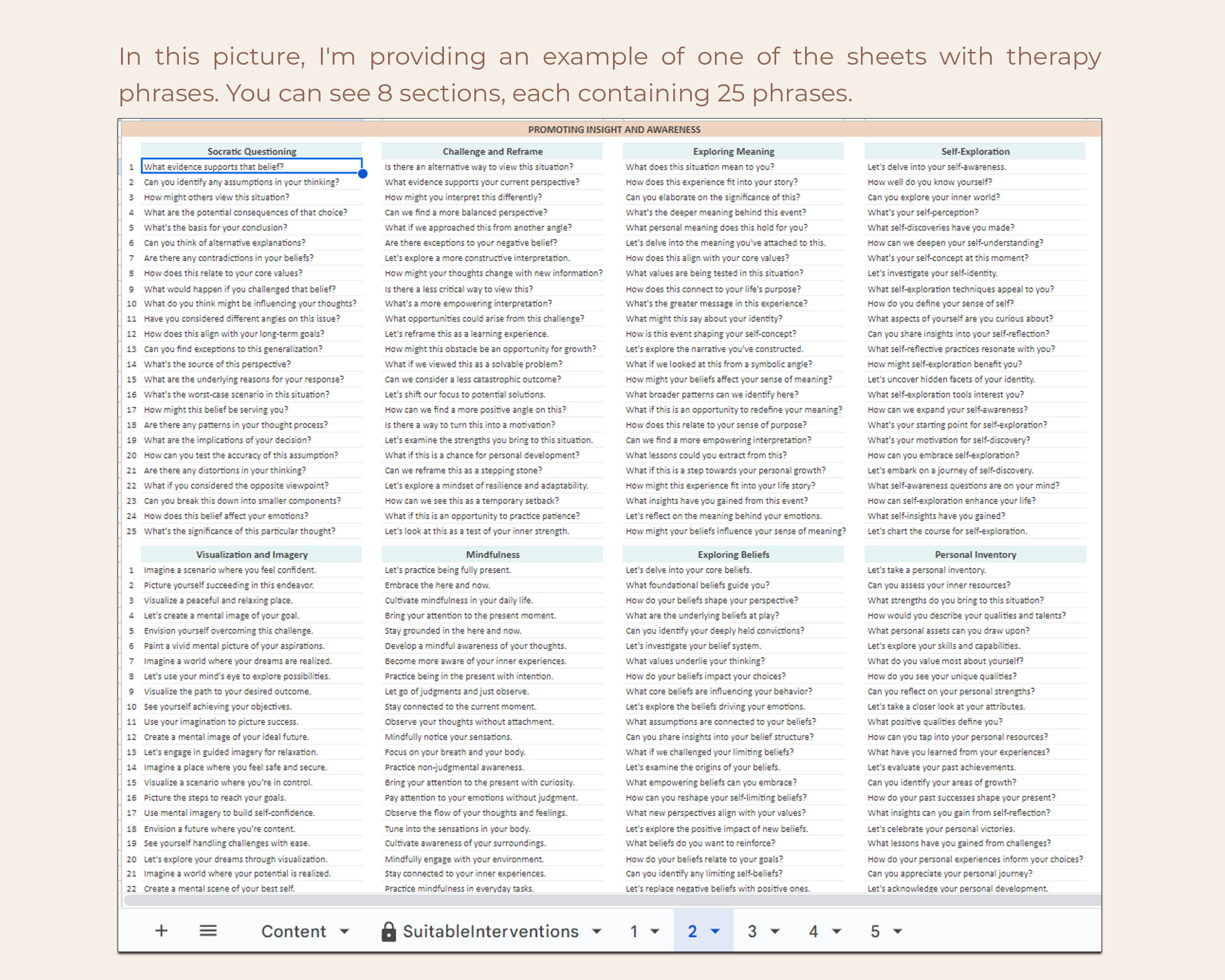 Therapeutic Intervention Phrases, Therapy Template, Therapy Tool ...