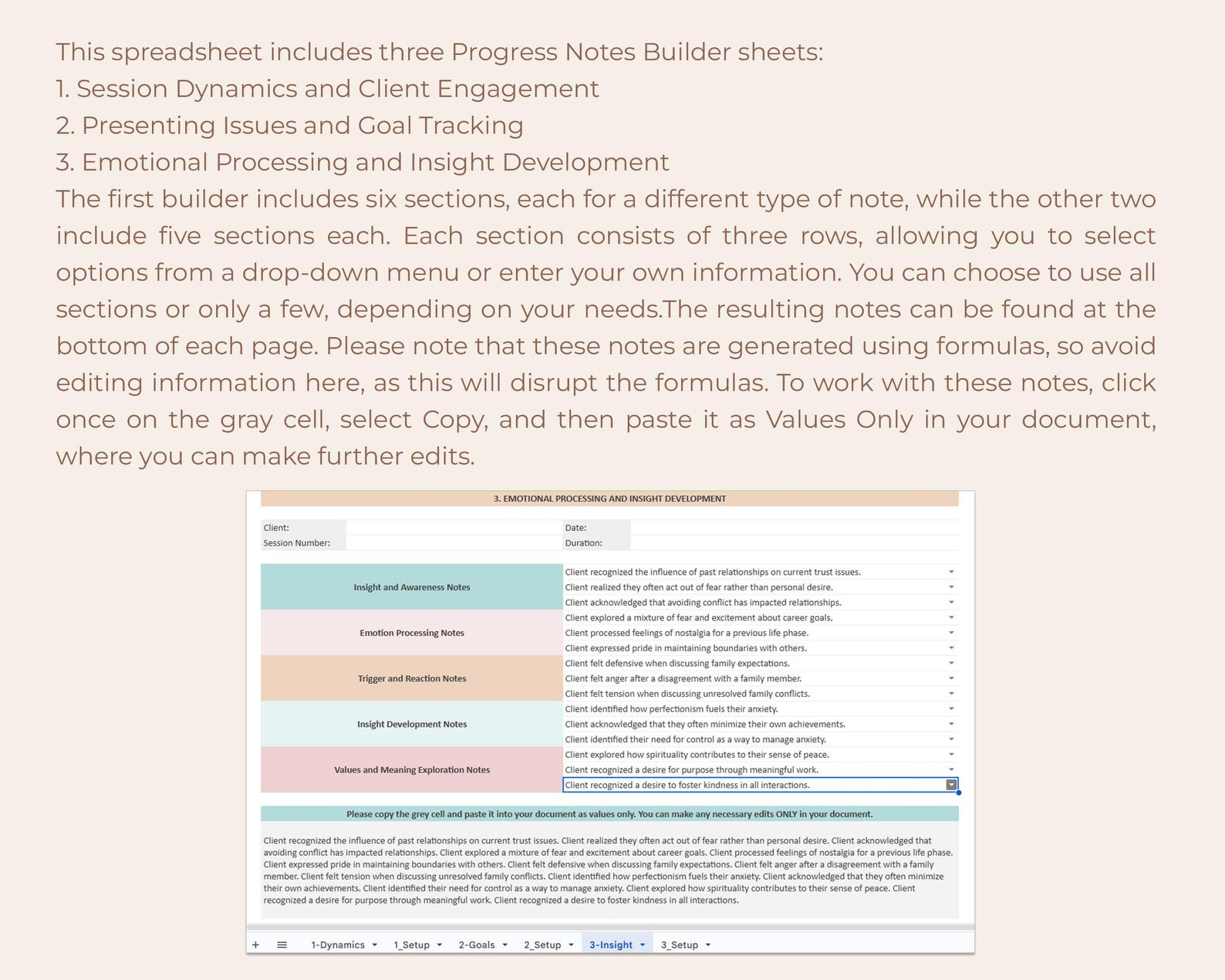 Therapy Progress Notes Template for Excel Counseling Session ...