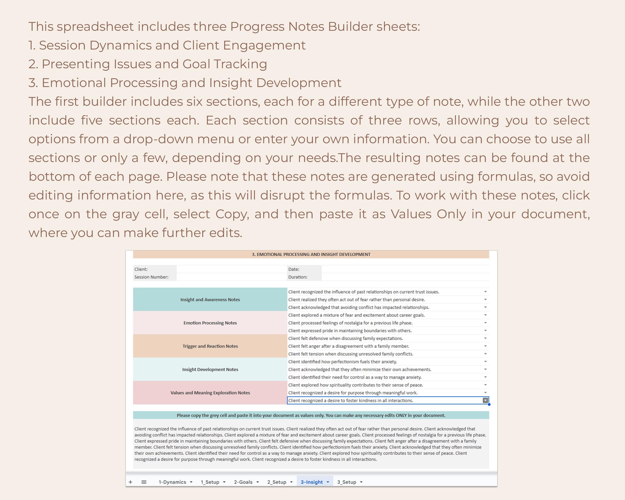 Therapy Progress Notes Template for Excel Counseling Session ...