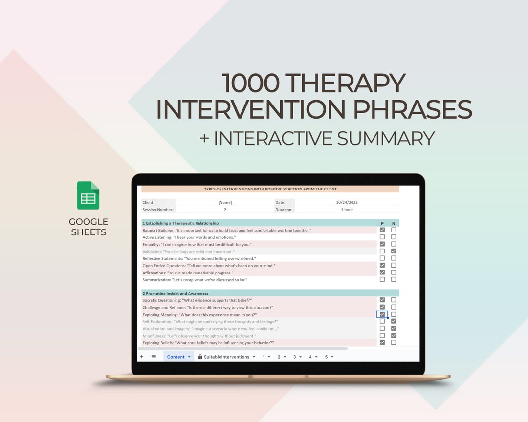 Therapy Intervention Phrases Communication Support Psychology Template ...