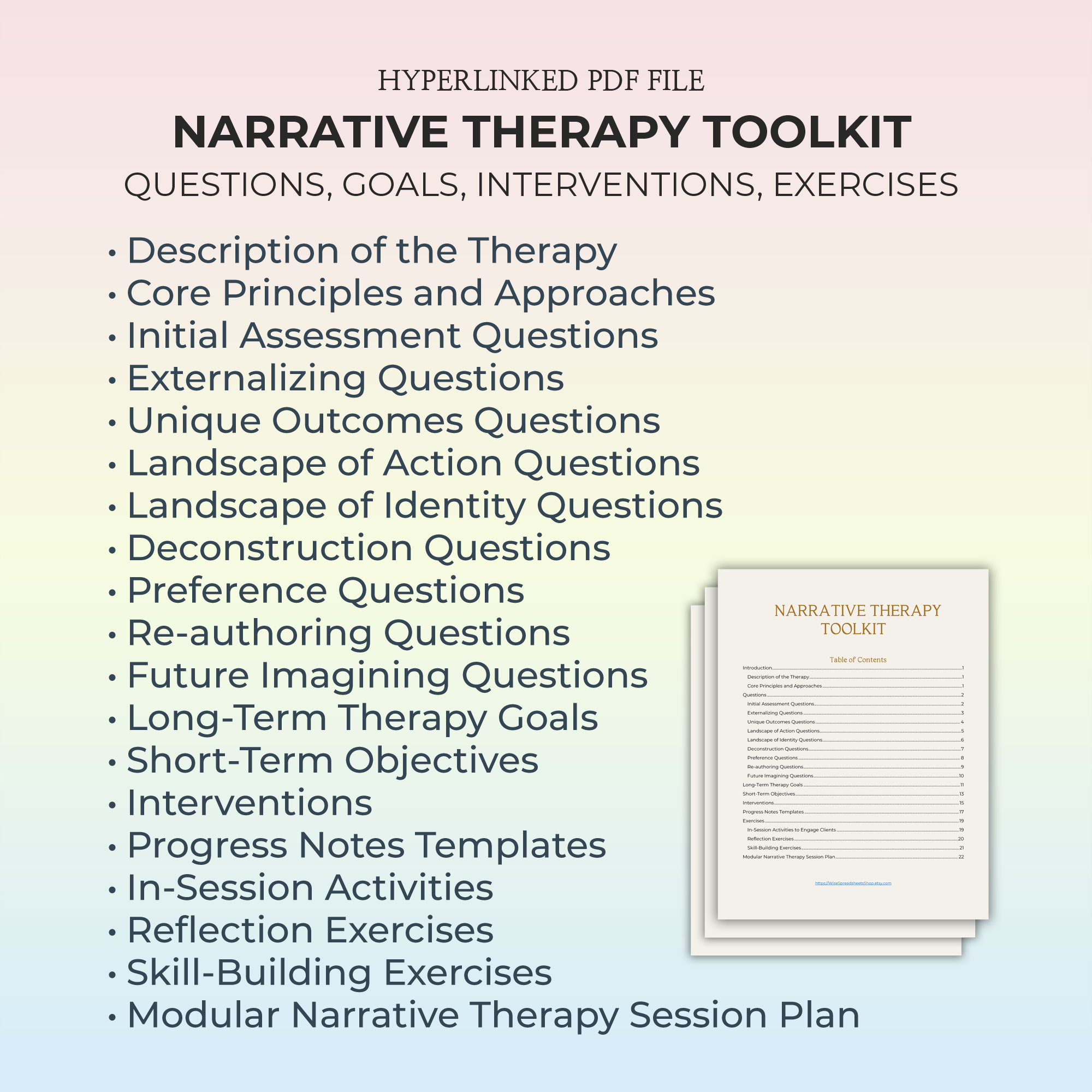 Narrative Therapy Questions Psychotherapy Guide Session Plan Narrative ...