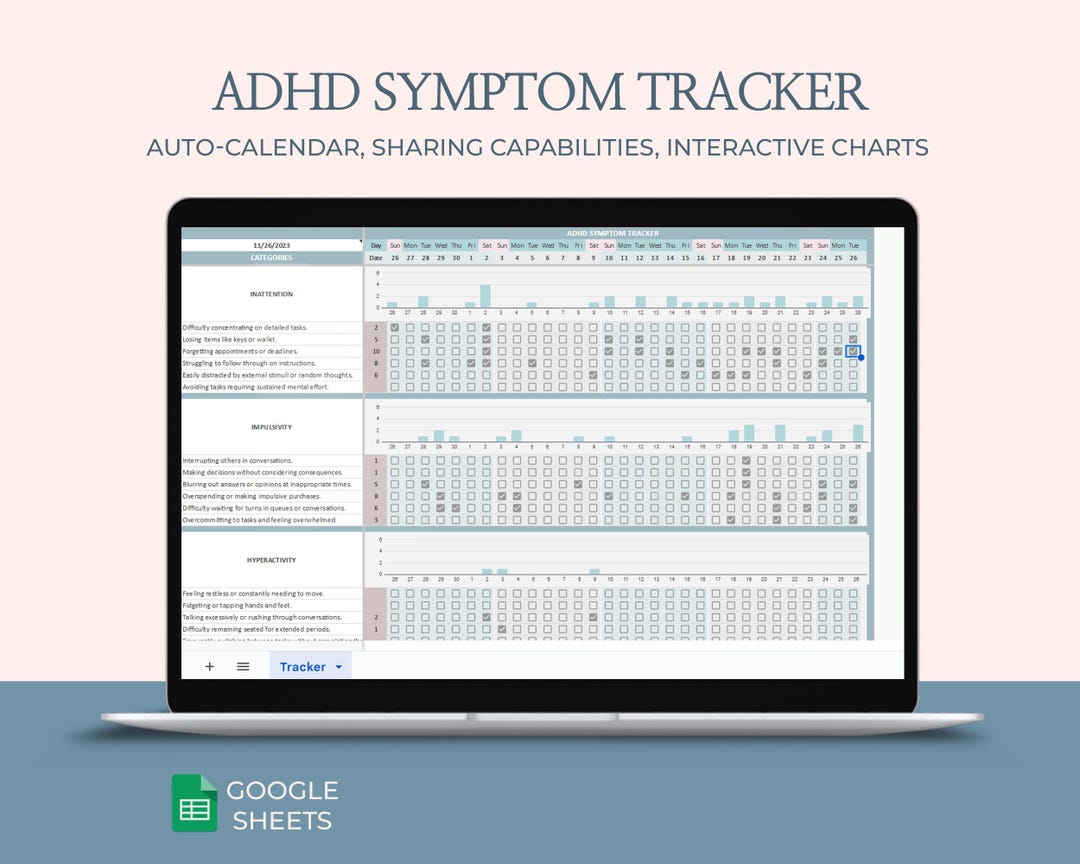ADHD Symptom Tracker, ADHD Tracker, ADHD Monitoring, Adhd Journal, Adhd ...