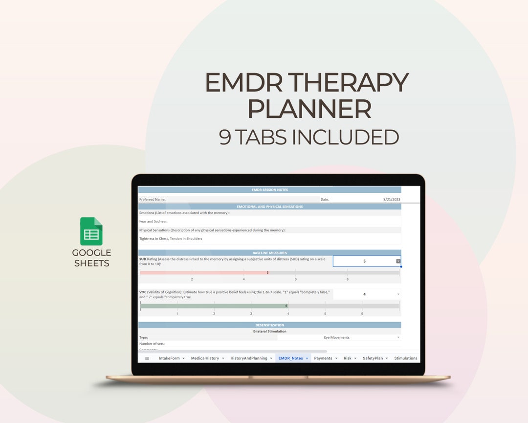 EMDR Session Notes Template, Therapy Planner Spreadsheet, EMDR Therapy ...