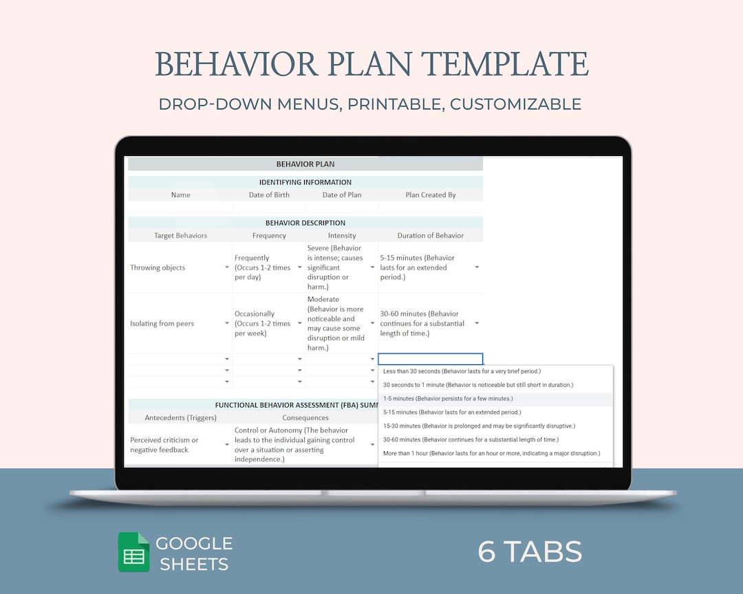 Behavior Intervention Plan, Behavior Plan, Behaviour Support Plan ...