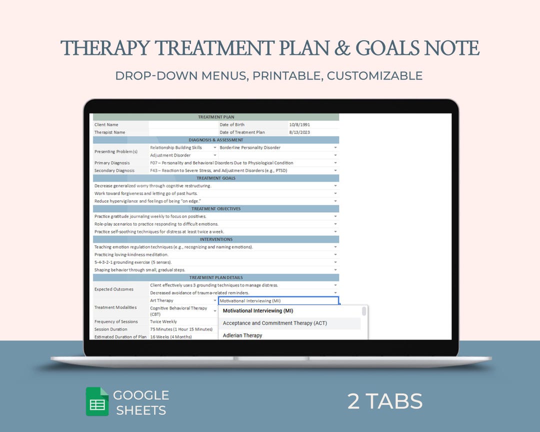 Psychology Treatment Plan, Treatment Plan Goals, Objectives, Therapist ...