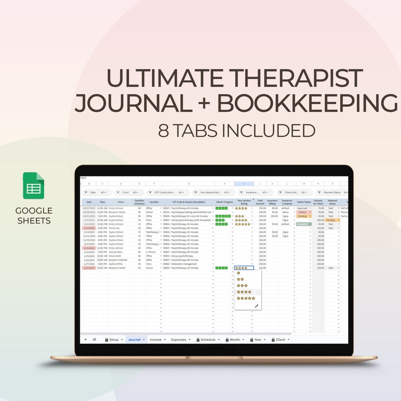 Therapist Client Tracker Excel - Etsy