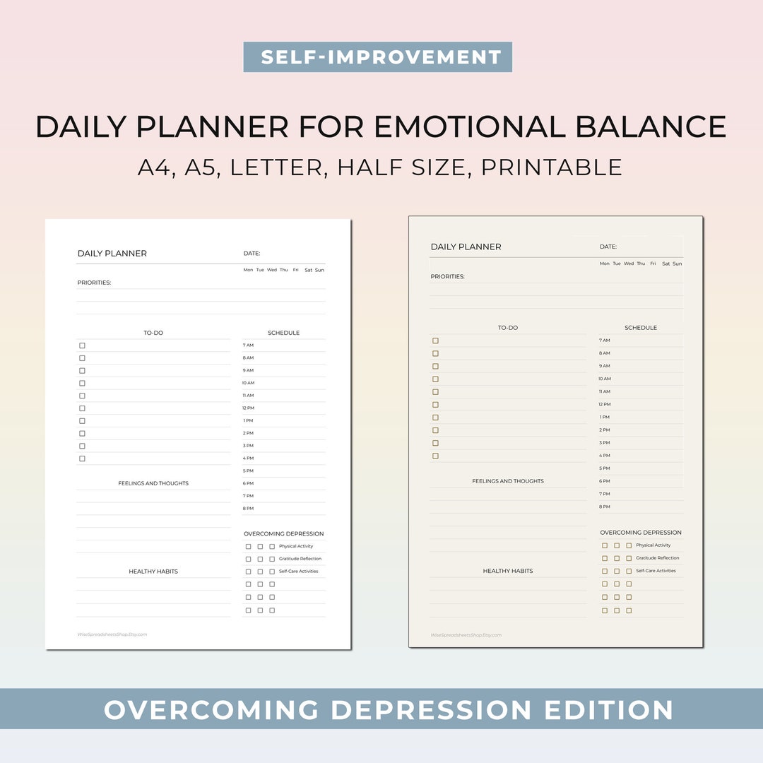 Printable Daily Planner, Overcome Depression, Coping With Depression ...