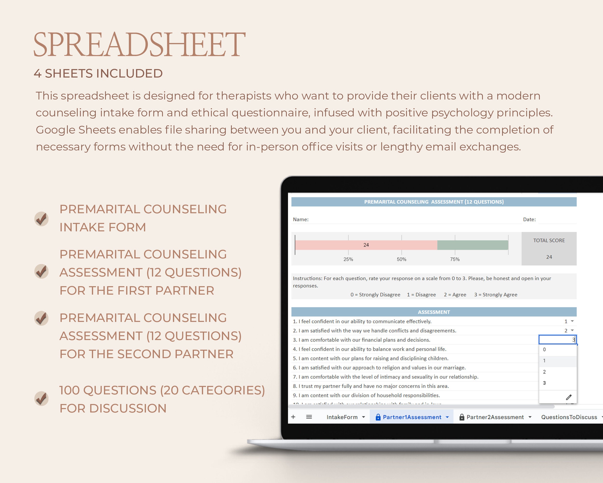 Premarital Counseling Intake Form Pre Wedding Relationship Questions ...