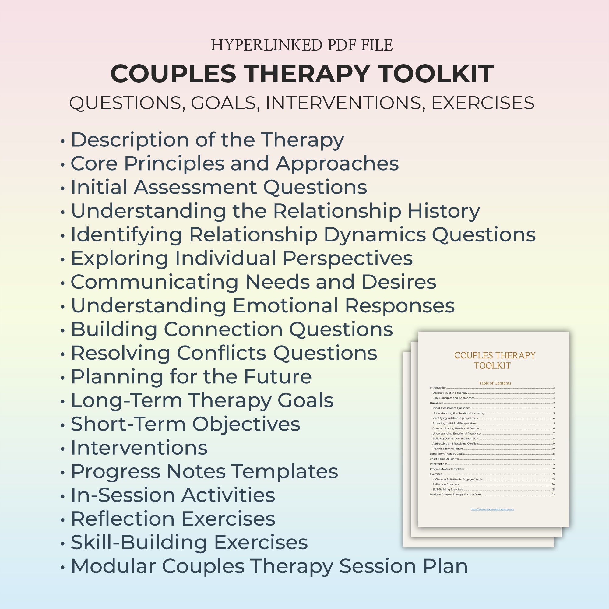 Couples Therapy Questions, Couples Psychotherapy Guide, Couples Therapy ...
