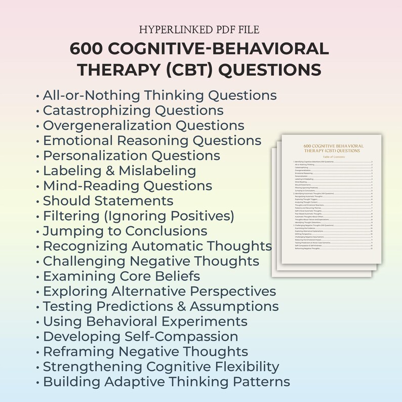 CBT Therapy Questions Socratic Worksheets Cognitive Distortion ...