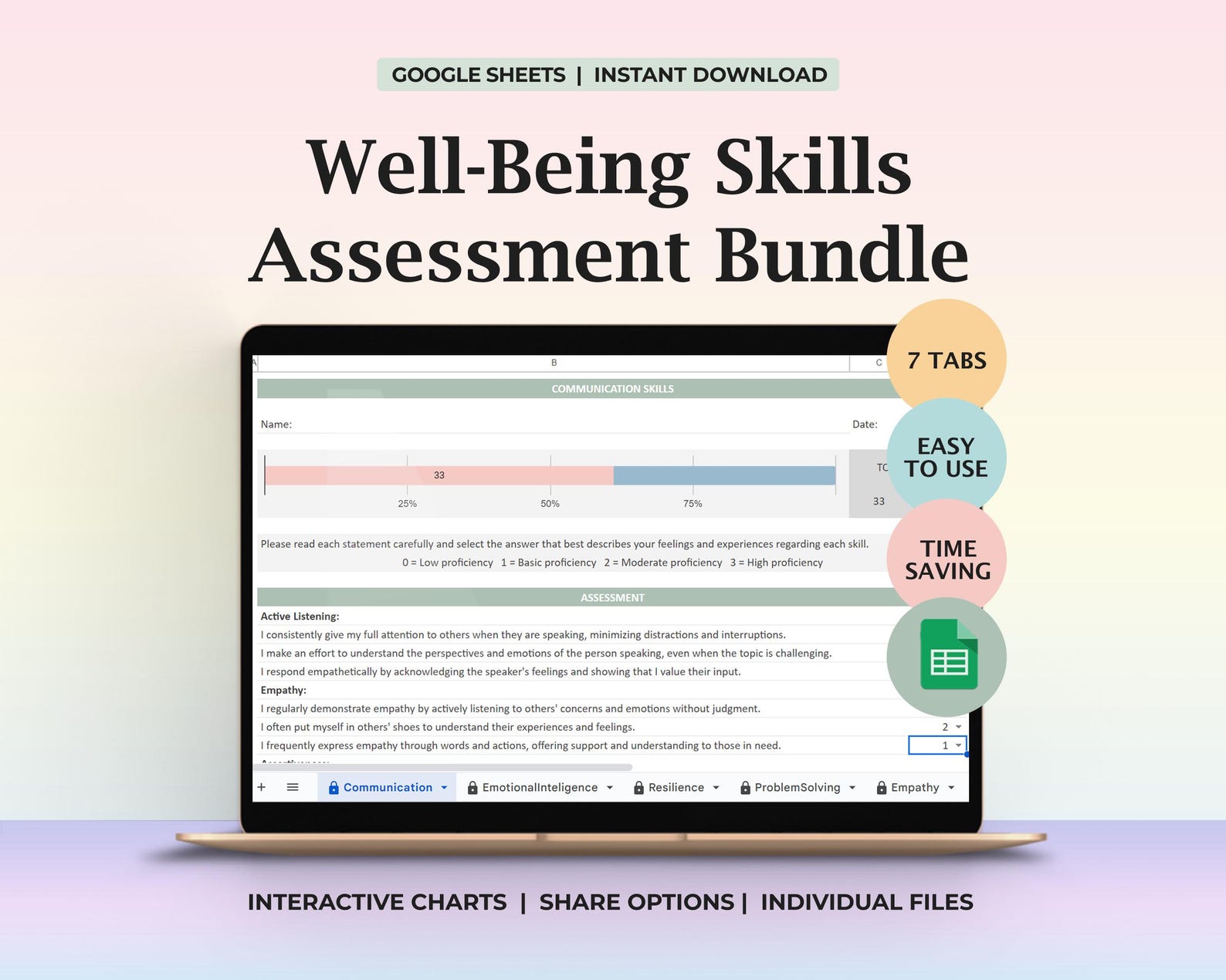 Social Skills Assessment Spreadsheet Communication Skills Tracker ...