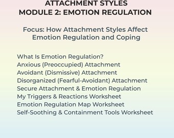 Attachment Styles Therapy Worksheet Emotional Regulation Coping Tools ...
