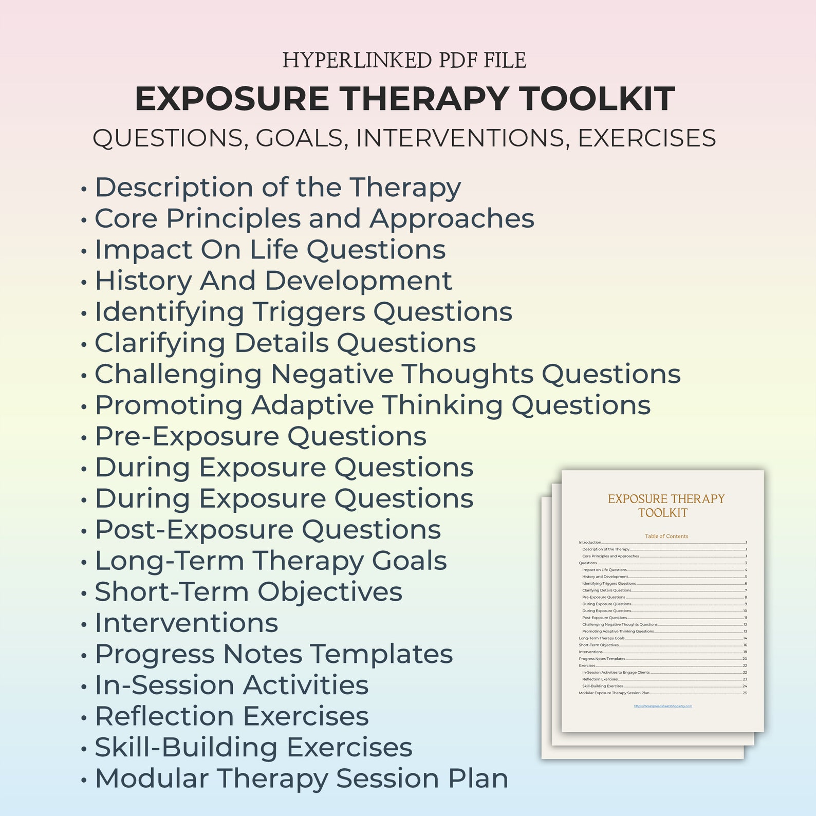 Exposure Therapy Questions Psychotherapy Guide Session Plan Exposure ...